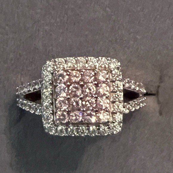 Jewelry | Pink And White Cz Pave Square Ring 925 Sterling Silver Ring ...